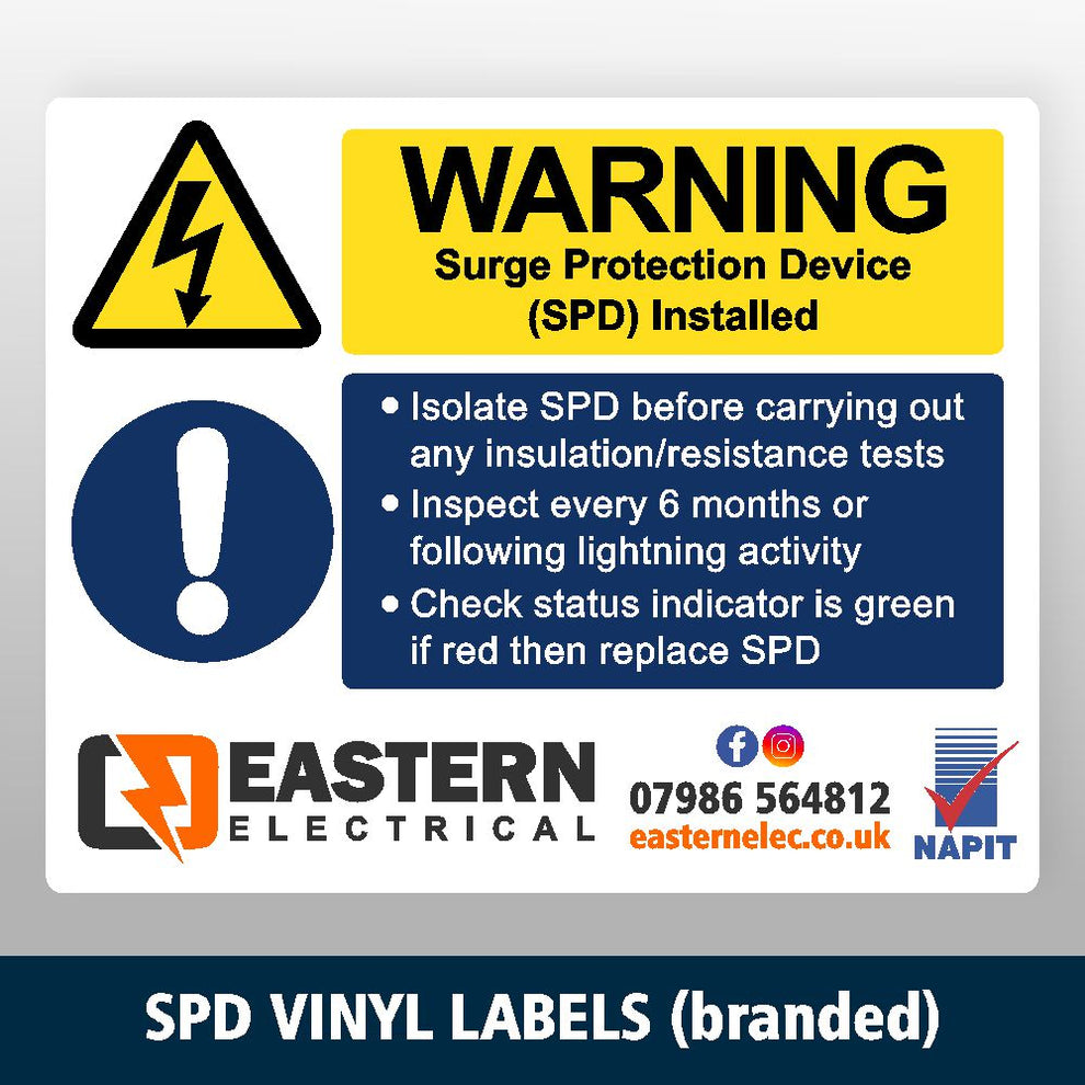 SPD Labels Custom Printed with Logo for Electricians & Renewables ...