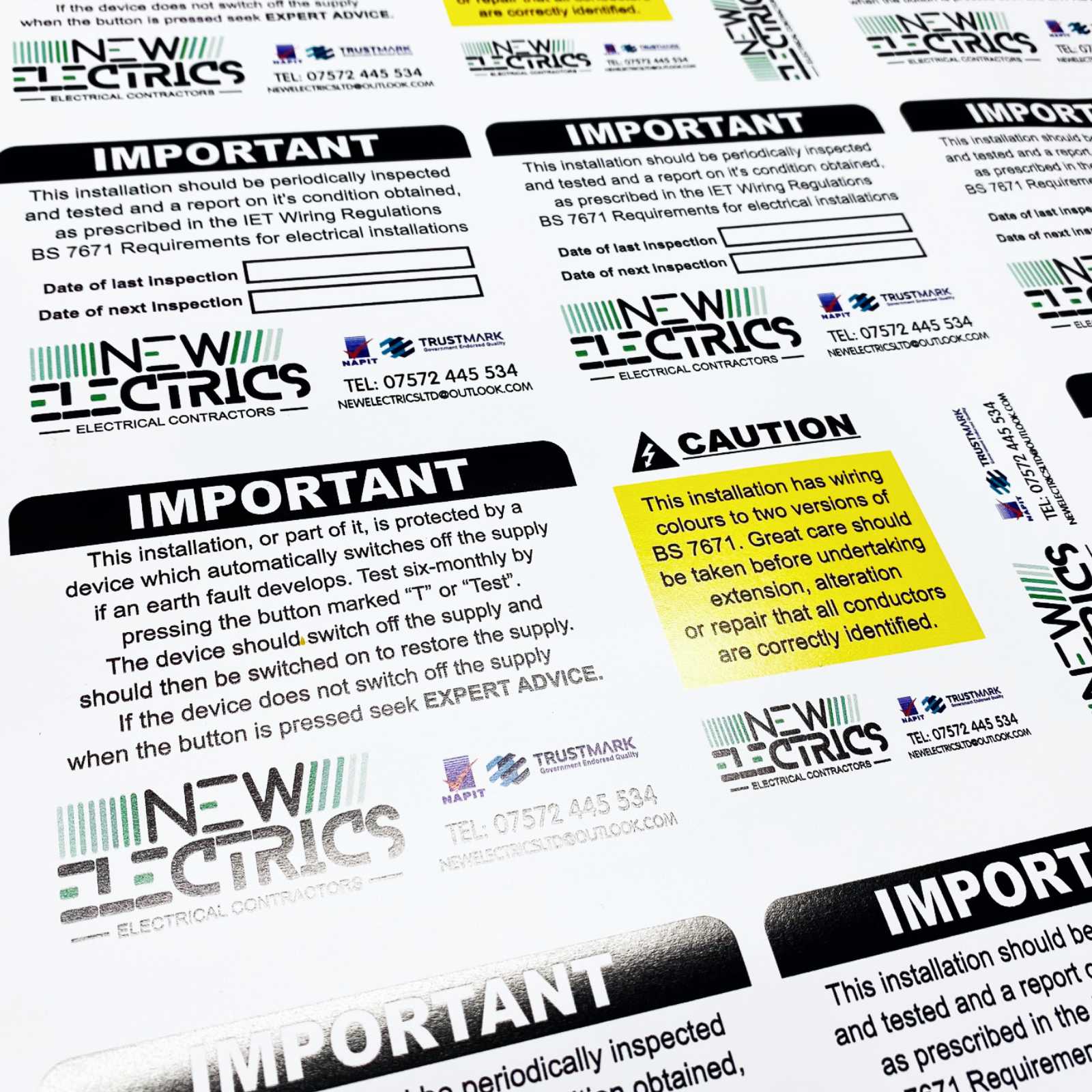 Electrician Stickers Bundle #2, Custom Printed Electrical Label Packs ...
