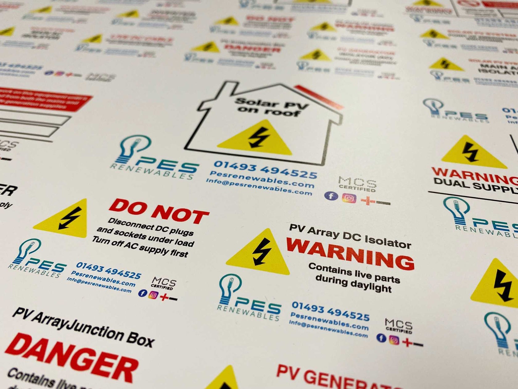 Solar PV Electrician Stickers Bundle, Custom Printed Renewables ...
