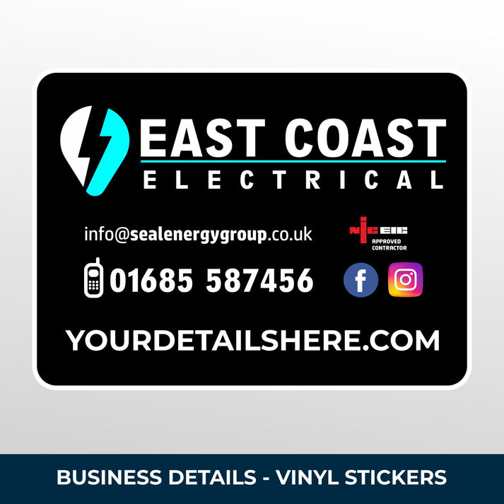 Custom Business Details Vinyl Stickers | Personalised Logo & Contact ...