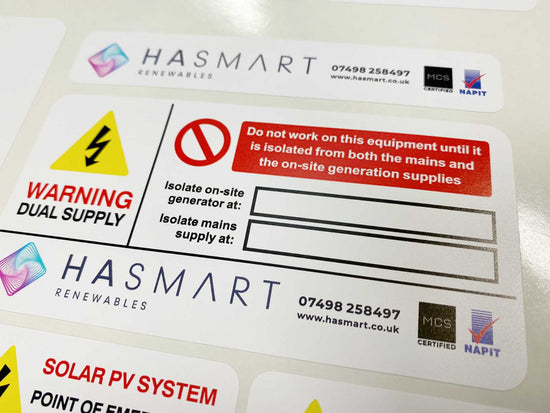 Solar PV Electrician Stickers Bundle, Custom Printed Renewables ...