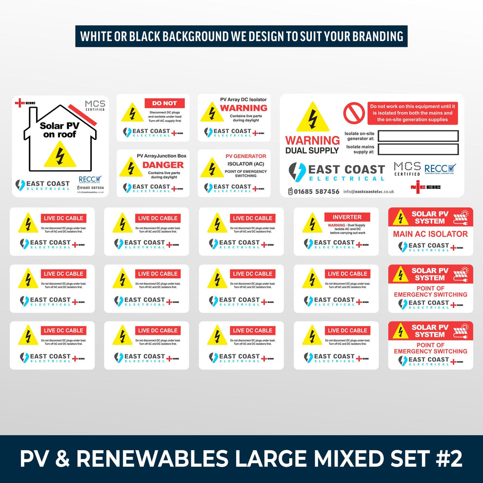 Solar PV Electrical Stickers, Custom Trade Printing for UK Renewables ...