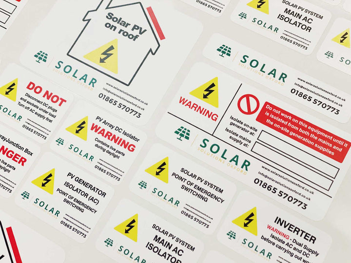 Compliance Label Packs for Electricians, Heating Engineers & Solar UK ...